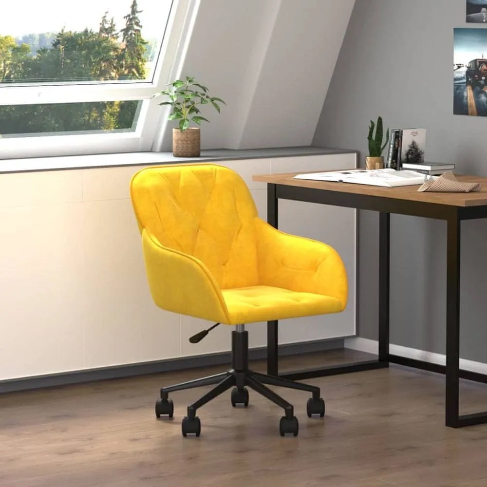 Petromila Otočná kancelářská židle žlutá samet