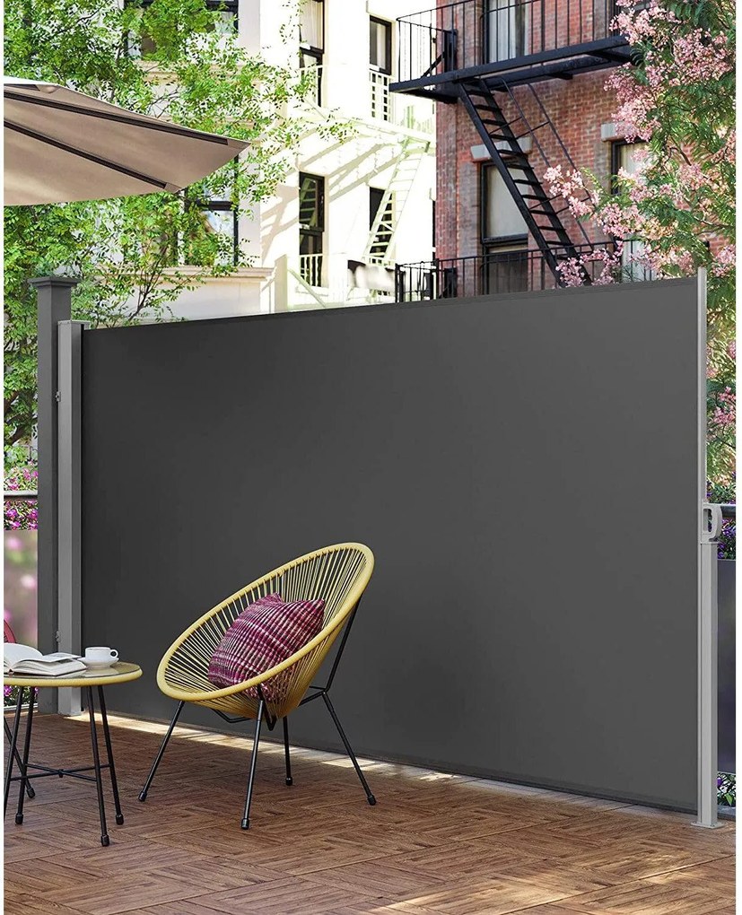 Venkovní vysouvací sluneční clona, 350 x 200 cm, kouřově šedá