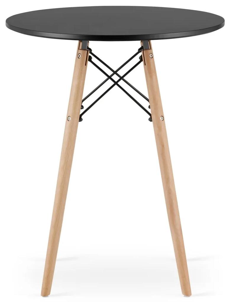 Moderní skandinávský konferenční stolek, černá kulatá deska, 60 cm