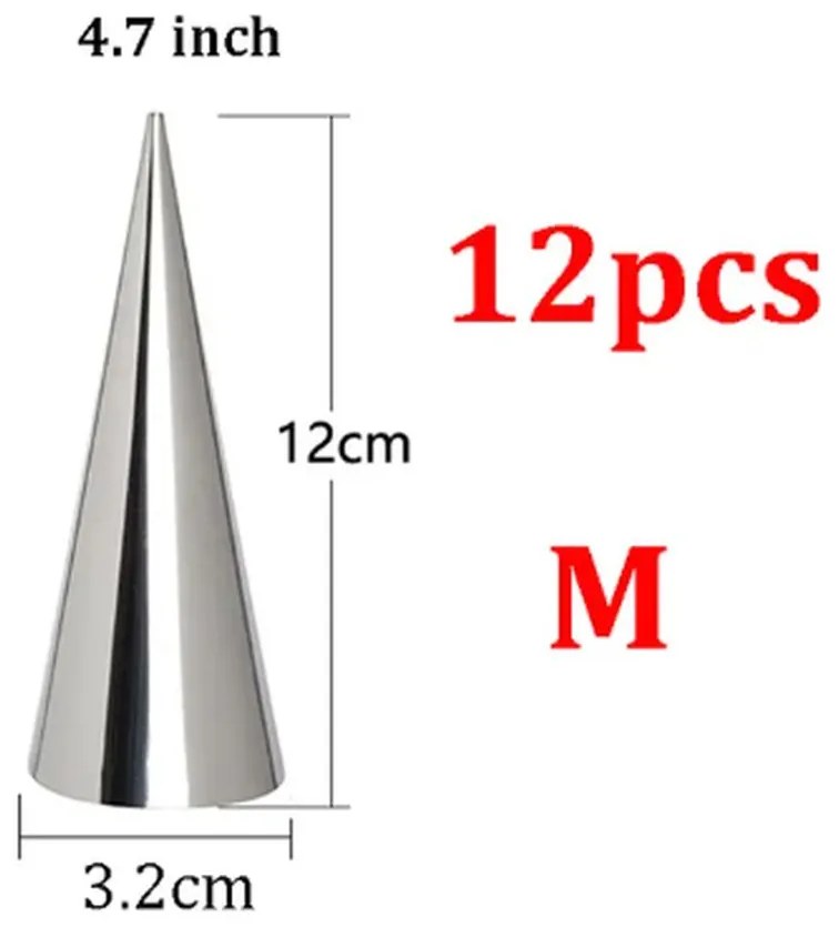 Kuchyňské nerezové kornoutky, trubičky na pečení - 6, 12 nebo 24 ks Barva: 12 ks Kónický M