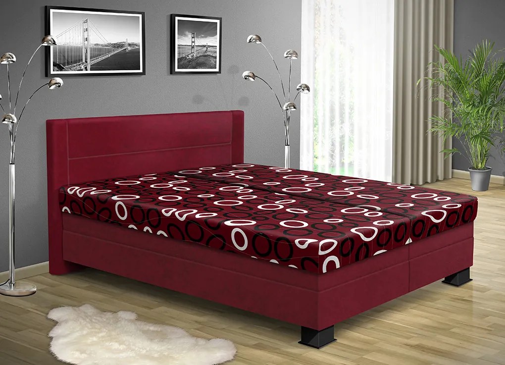 Nabytekmorava Čalouněná postel s úložným prostorem Alice 180 Barva postele: Bordo 30, Pelest: Mega 14 Bordo