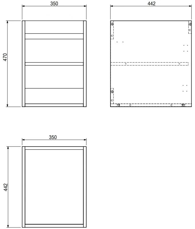 Mexen Box-A, závěsná skříňka 35 cm, bílá lesklá, 91AX1-0350-470-1-00