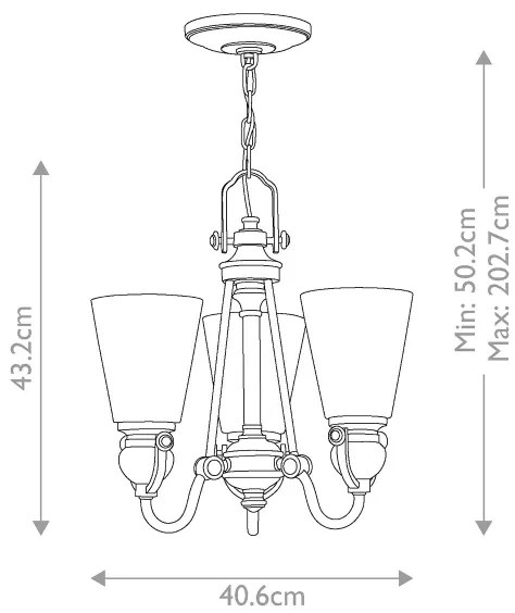 Hinkley HK-MAYFLOWER3 - Lustr na řetězu MAYFLOWER 3xE27/60W/230V