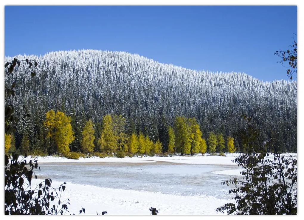 Obraz - zasněžené hory v zimě (70x50 cm)