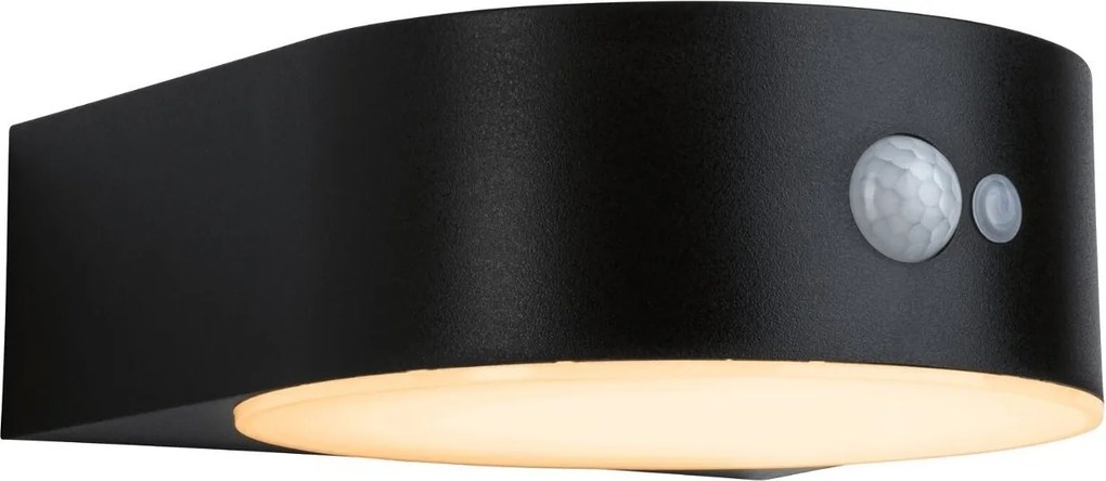 P 94730 Solární LED venkovní nástěnné svítidlo Eileen pohybové čidlo neláká hmyz IP44 2200K černá - PAULMANN