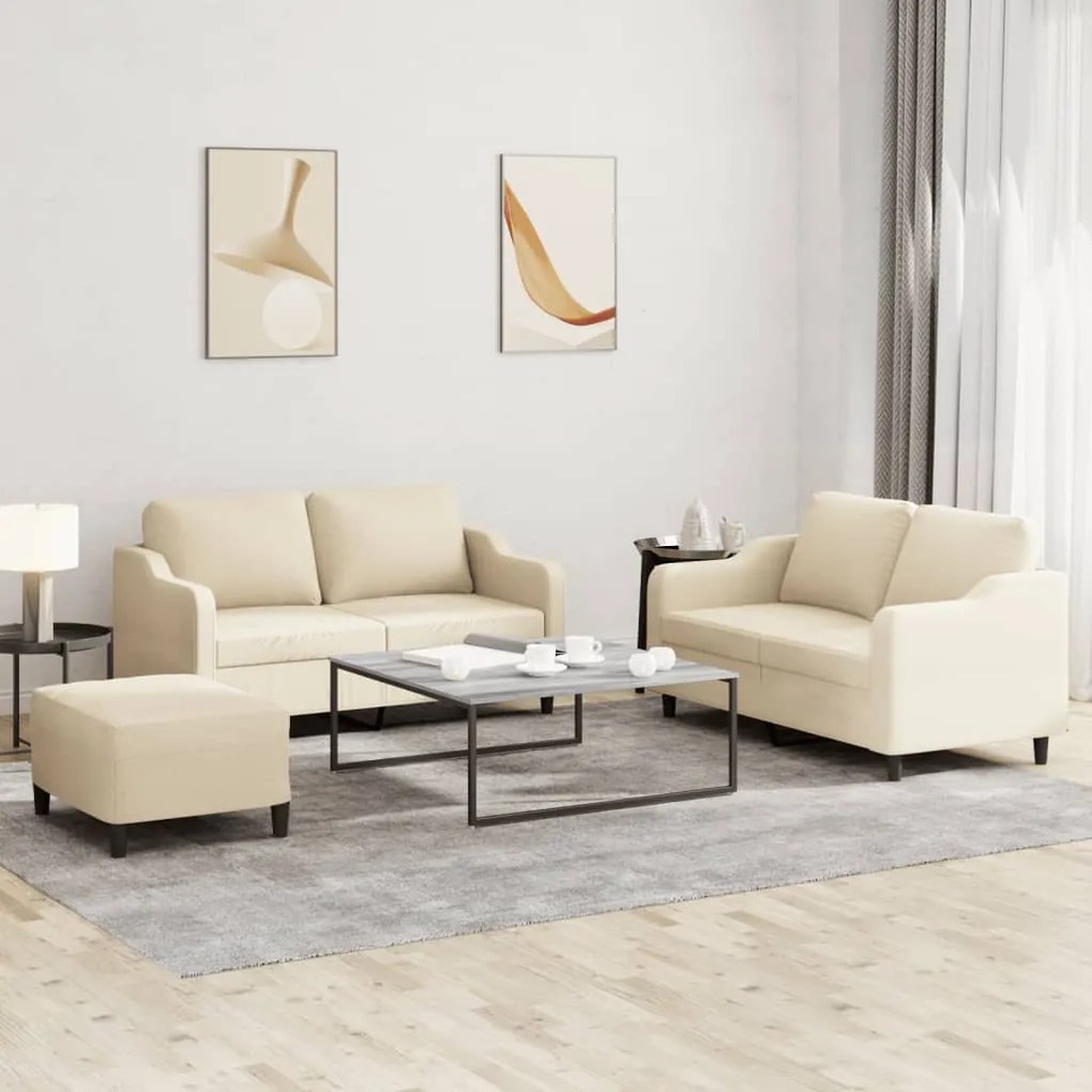 3dílná sedací souprava s poduškami krémová textil 3201812