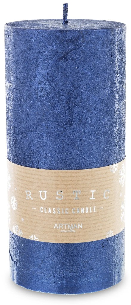 Svíčka Rustic Metalic válec modrá 142938