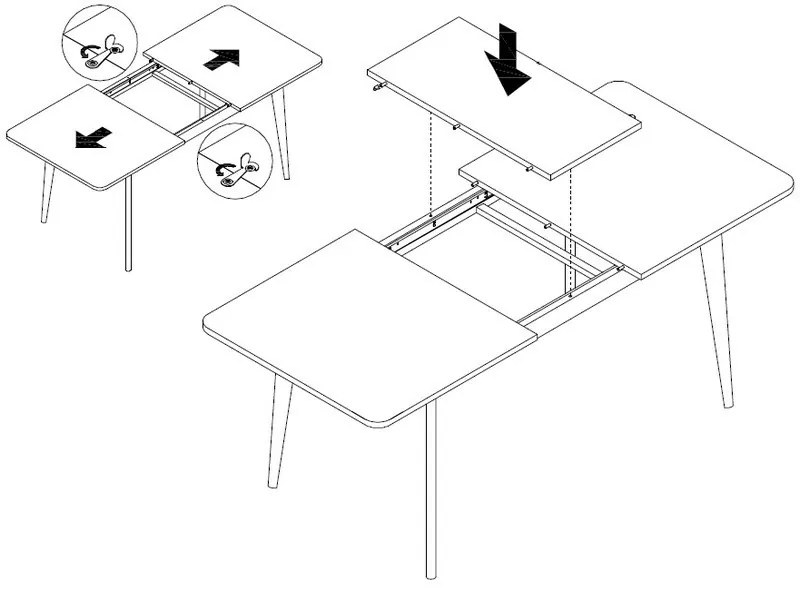 Rozkládací jídelní stůl Nordi 140x80 cm, dub/bílý