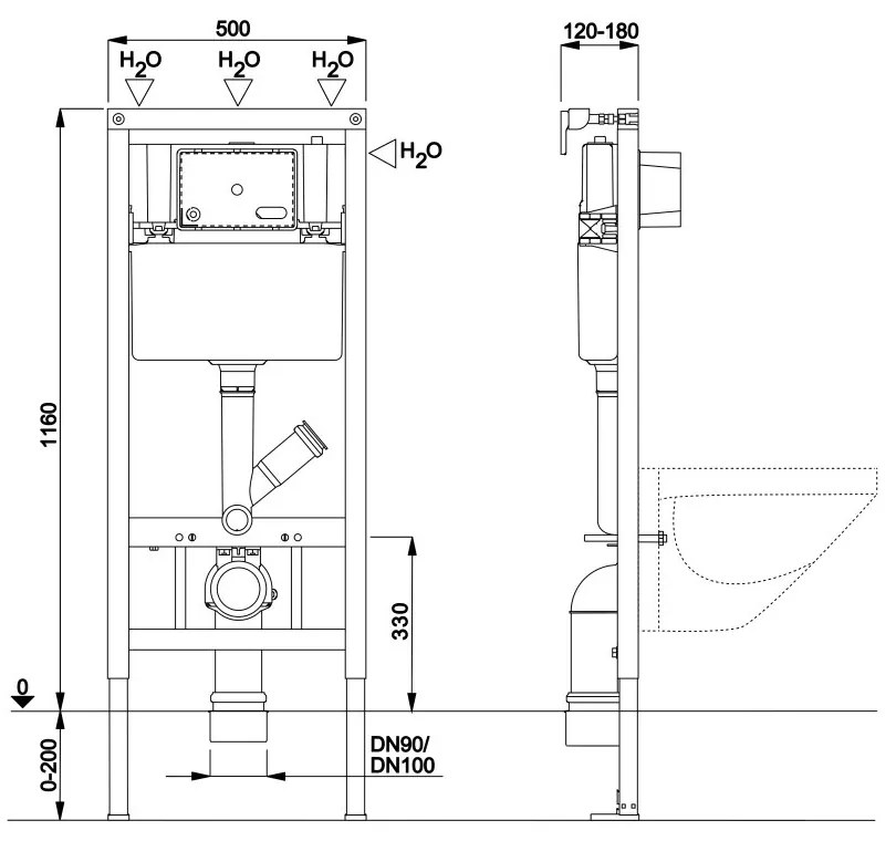 Mereo Mereo, WC komplet pro sádrokarton s příslušenstvím, MM02SETRA