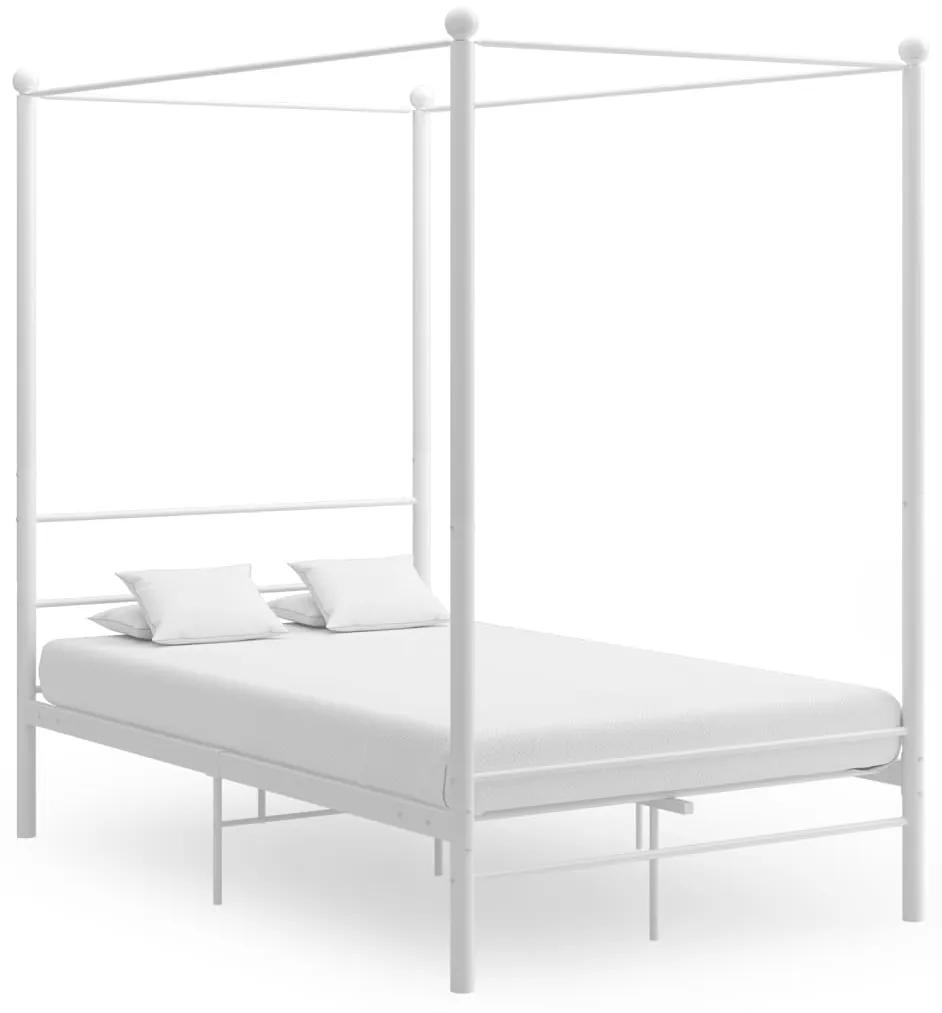 Rám postele s nebesy bílý kovový 140 x 200 cm