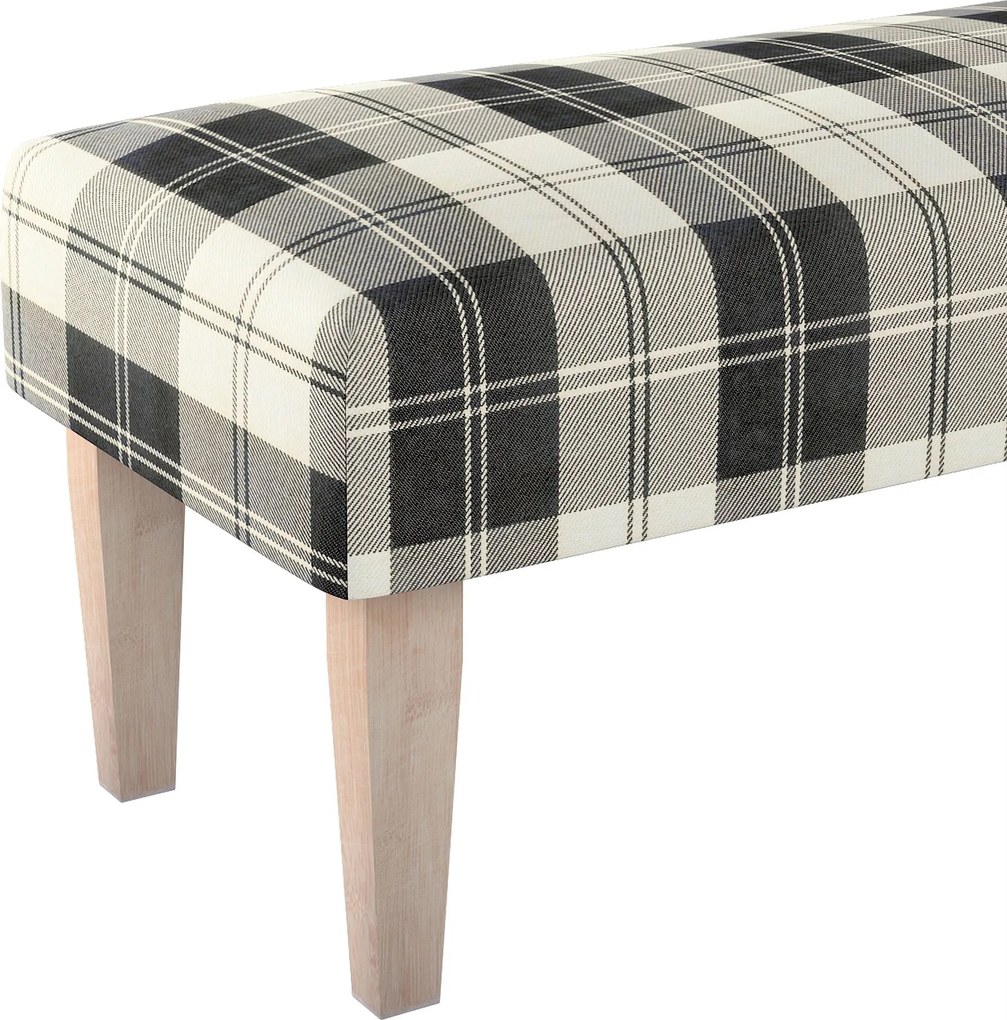 Dlouhá lavička 100x40cm barva černá látka pletený vzor, vzorované