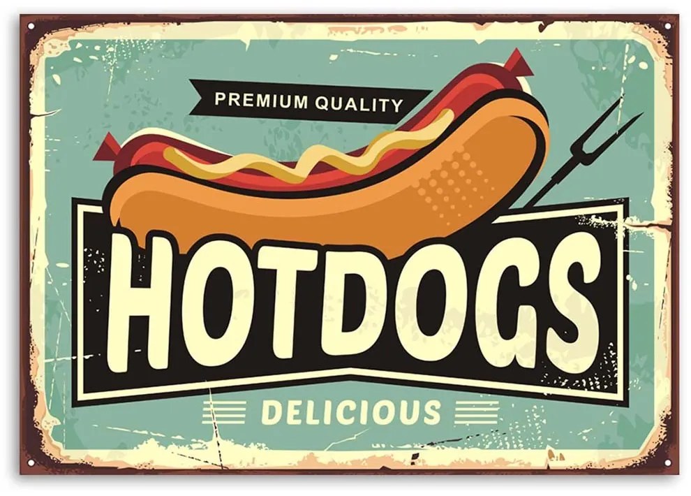Gario Obraz na plátně Retro cedule hot dog Rozměry: 60 x 40 cm