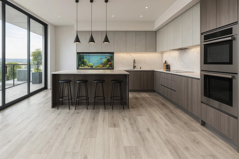 Beauflor, PVC podlaha - lino Ambient Silk Oak 916L - dub, na míru, šíře 3m,4m, šedá, bez podkladu, chodba / předsíň