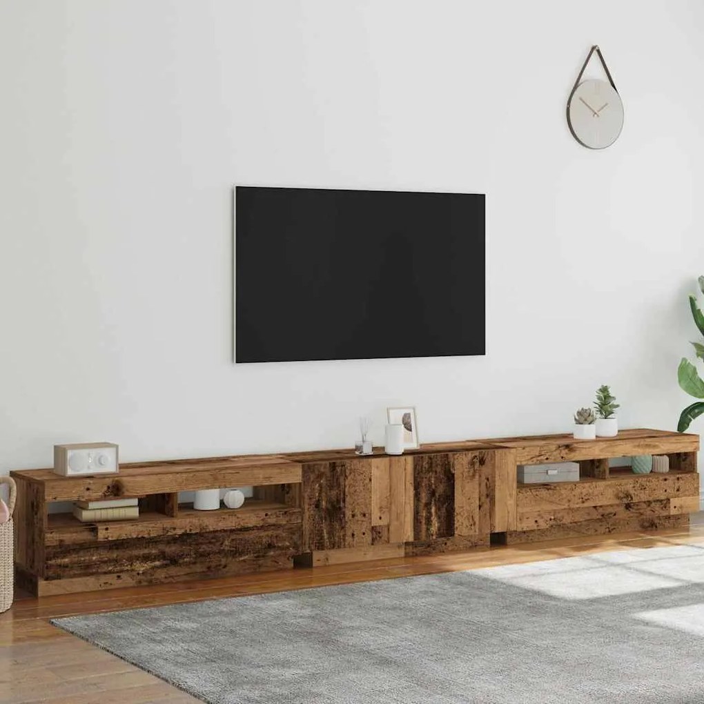 TV stolek s LED old wood 300x35x40 cm kompozitní dřevo 3329169