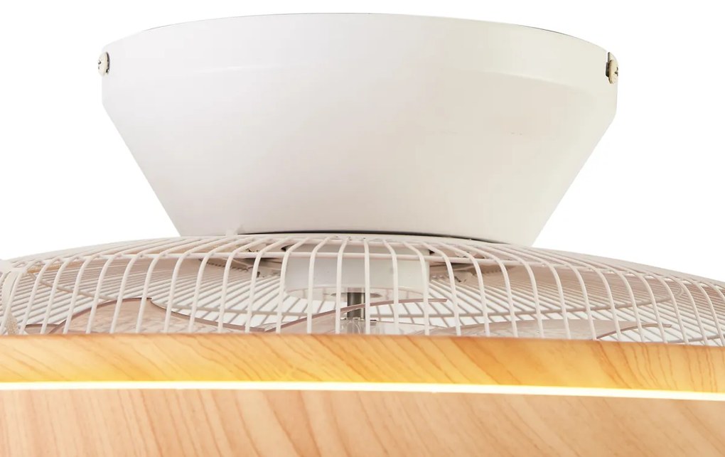 Stropní ventilátor s dřevěným potiskem a hvězdným efektem 60 cm vč. LED stmívatelný s dálkovým ovládáním - Climo