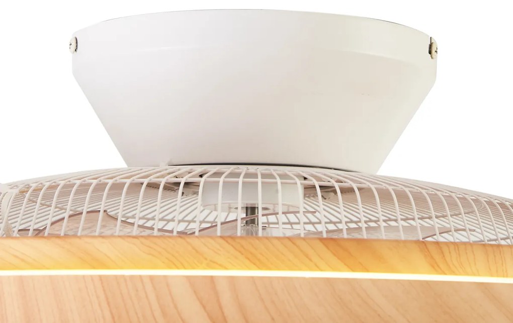 Stropní ventilátor s efektem dřeva a hvězdným efektem 60 cm vč. stmívatelné LED s dálkovým ovládáním - Climo