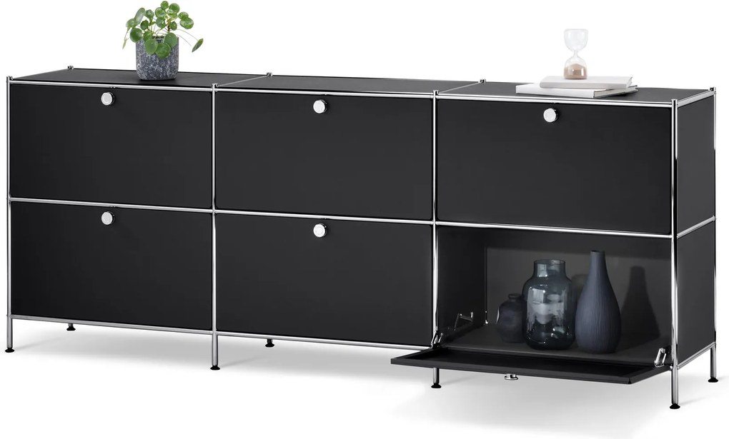 Tchibo - Odkládací skříňka CN3 se 6 výklopnými dvířky - barva: chrom