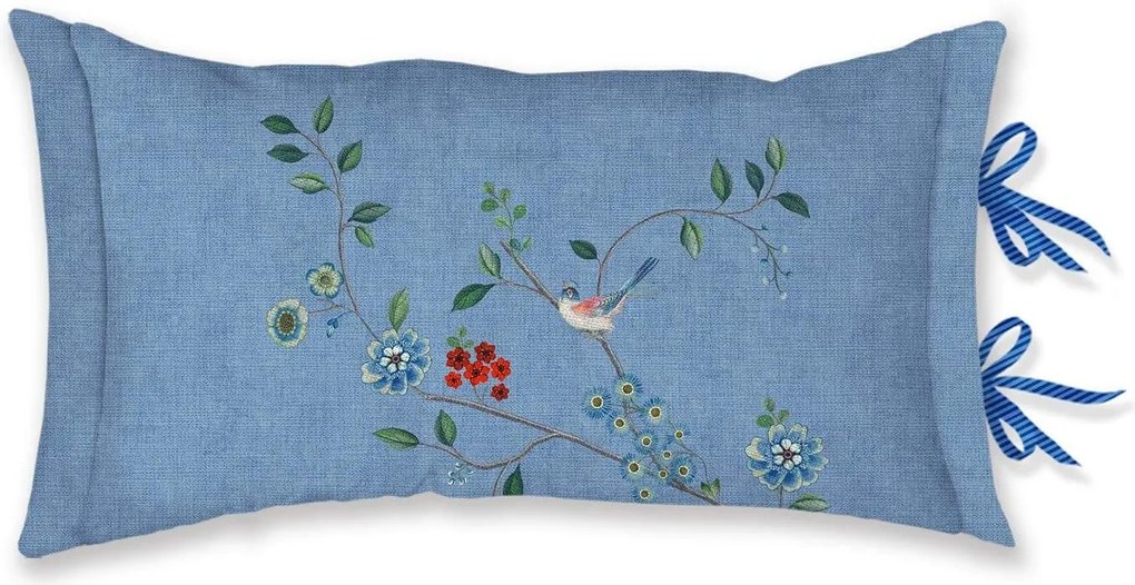 Pip Studio dekorační polštář Desi Garden 35x60 - modrá (Dekorační polštář v modré barvě s květinami)