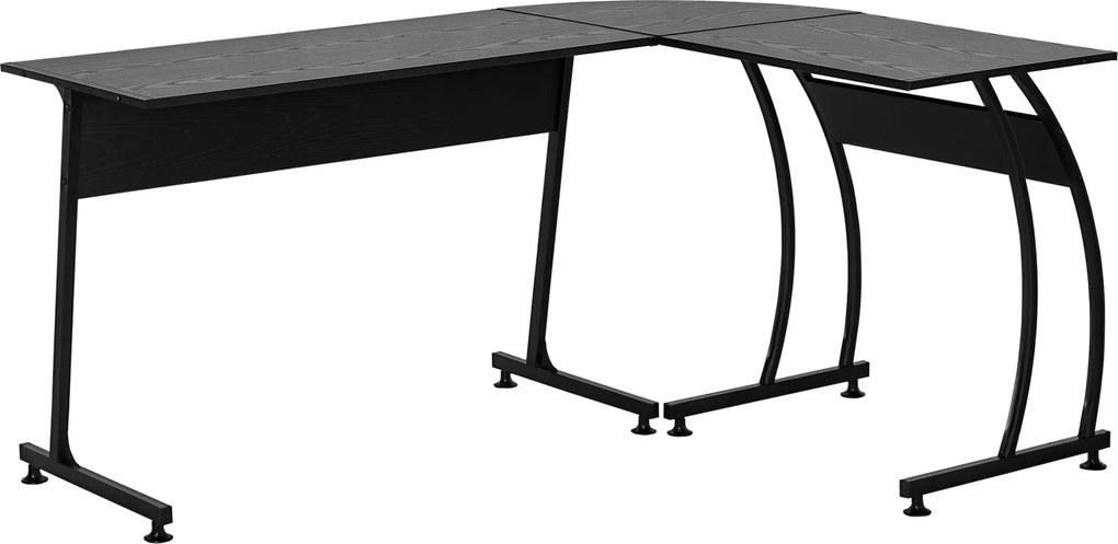 HOMCOM Rohový Počítačový Stůl pro Kancelář a Studium, Minimalistický Moderní, Velký Prostor 112,5x152x74 cm Černý | Aosom