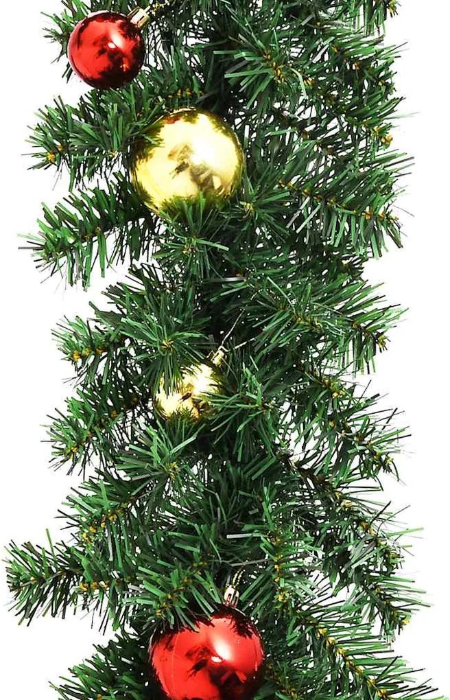 Vánoční girlanda ozdobená baňkami a LED světýlky 10 m 246407