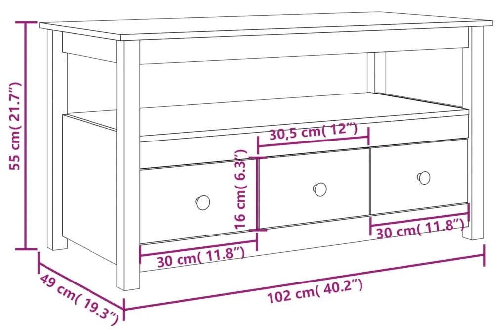 Konferenční stolek 102 x 49 x 55 cm masivní borové dřevo - Default Title