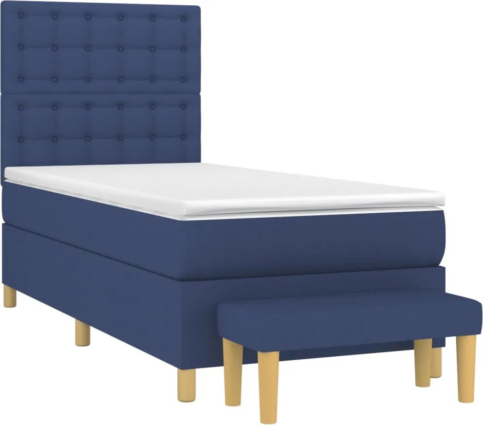 Box spring postel s matrací modrá 80x200 cm textil 3137435
