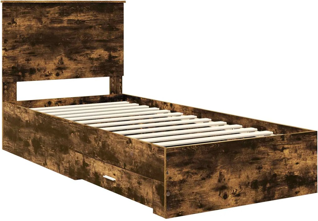 Rám postele Uzený dub a stříbrná 75 x 190 cm Kompozitní dřevo 3409716