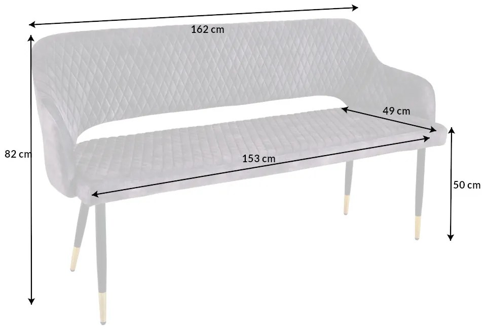 Designová lavice Laney 162 cm šedý samet