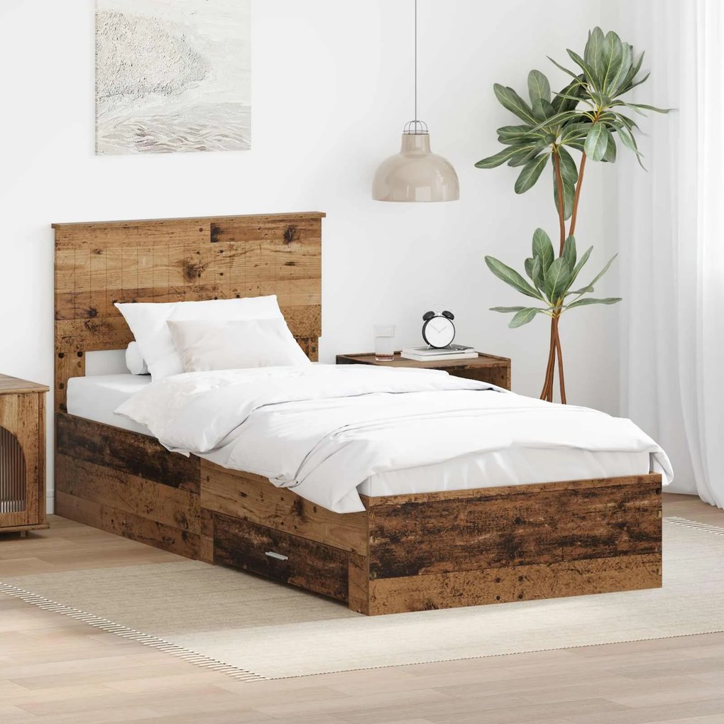 Rám postele s čelo Staré dřevo 90 x 190 cm Kompozitní dřevo 3410956