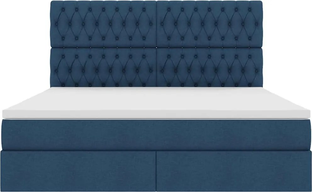 Postel s úložným prostorem a matrací Modrá 160 x 200 cm textil 3371858
