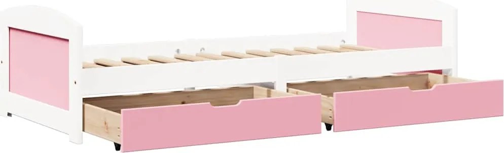Válenda se 2 zásuvkami bez matrace bílá a růžová IRUN 90x200 cm 3314679
