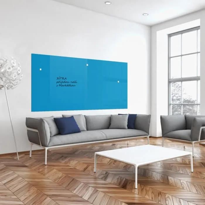 Modrá coelinová skleněná pracovní a kancelářská tabule Smatab® - 48 × 48 cm