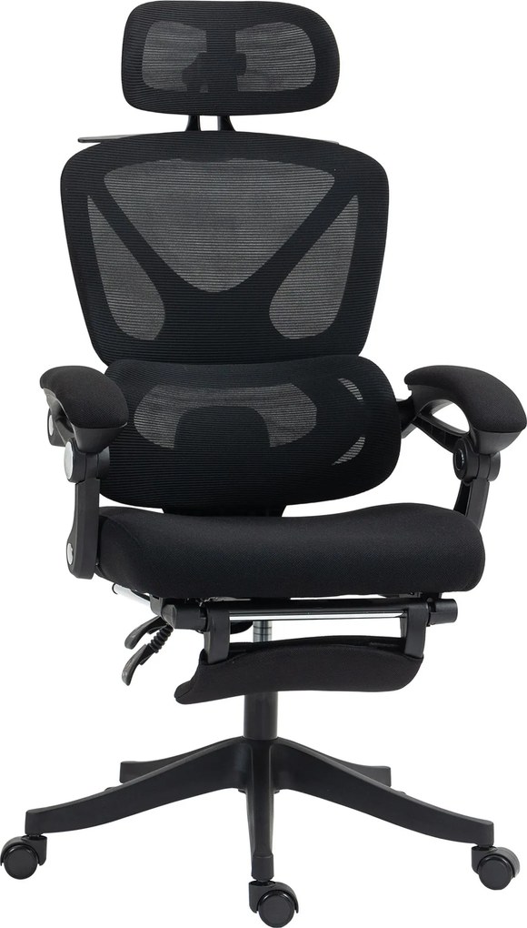 HOMCOM Mesh kancelářská židle s opěradlem, nastavitelnou výškou a nožním opěradlem, zatížení 135 kg | Aosom