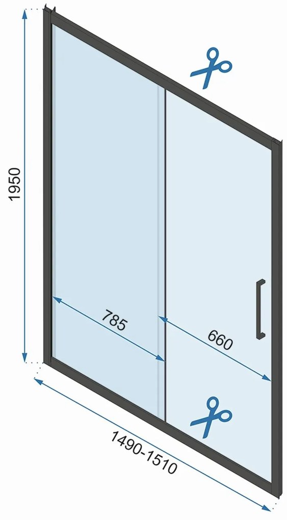 3-stěnný obdélníkový sprchový kout REA RAPID SLIDE 150/dveře x 80/zástěna cm, chrom/transparent - bez vaničky