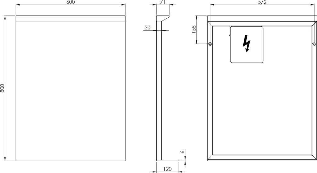 Sapho Sapho, TRAKA zrcadlo s LED osvětlením a poličkou, 60x80cm, TK060
