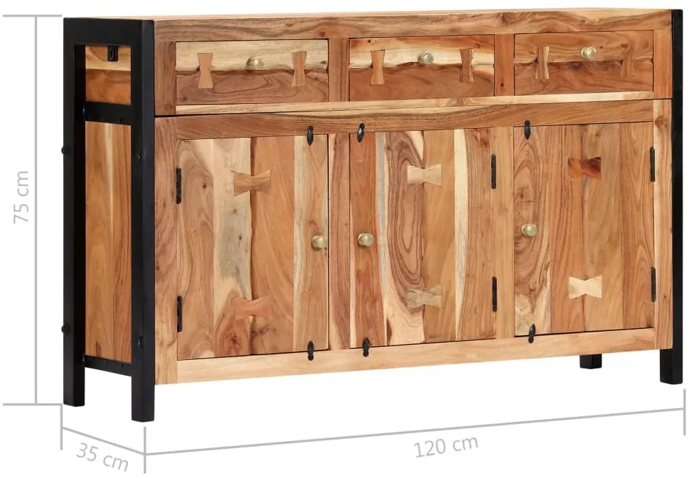 Příborník 120 x 35 x 75 cm masivní akáciové dřevo - Default Title