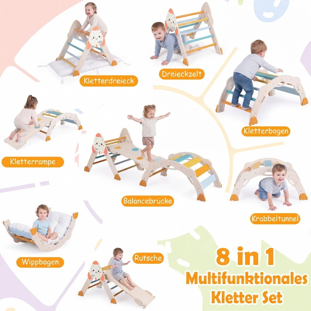 Costway Skládací Montessori prolézačka 8 v 1, vícebarevná