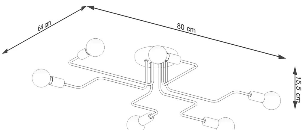 Stropní svítidlo Vector 6, bílé tělo svítidla
