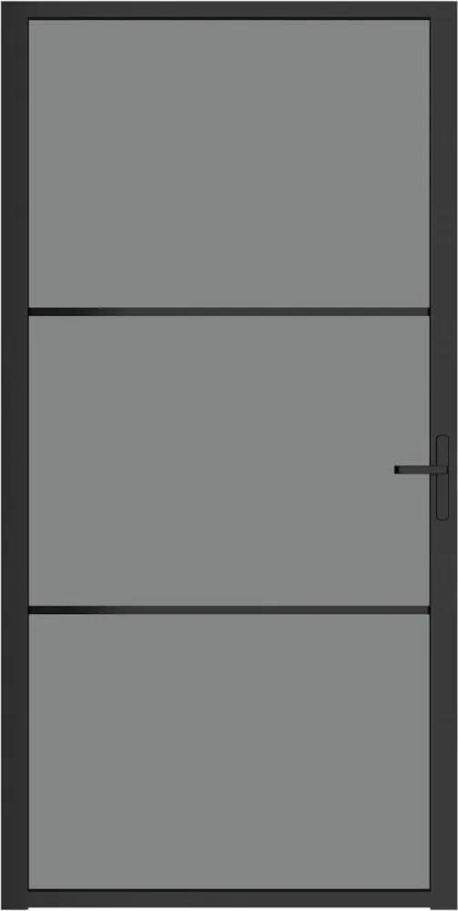 vidaXL Interiérové dveře 102,5 x 201,5 cm černé matné sklo a hliník [350563] Barva: Bílá a mléčná