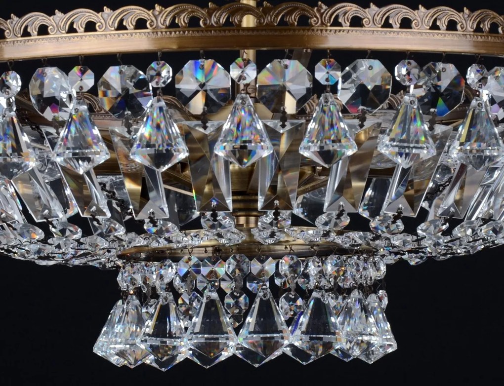 6 Bulbs brown stained basket crystal chandelier with diamond-shaped crystals