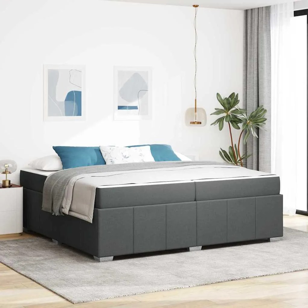 Rám postele s matrací Tmavě šedá 200 x 200 cm textil 3398308