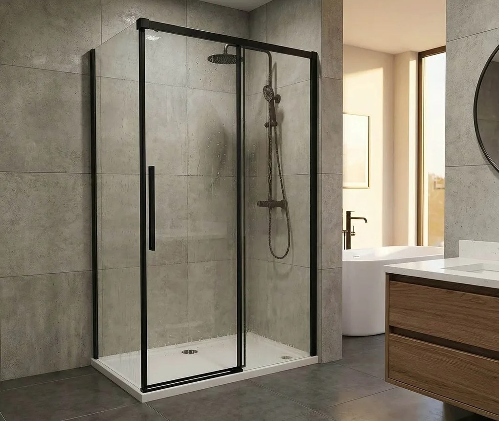 Gelco Luxor Black sprchová boční stěna ke dveřím 90 x 200 cm černá čiré sklo GU5690B