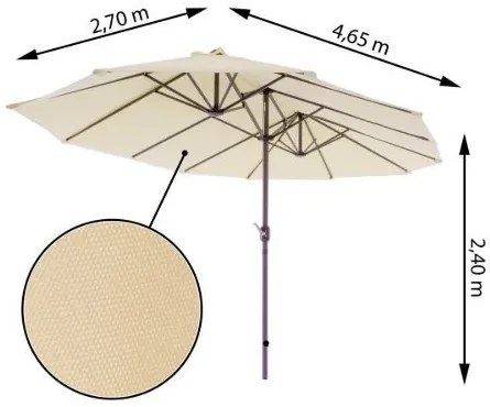 Dvojitý zahradní slunečník 465 × 270 cm krémový