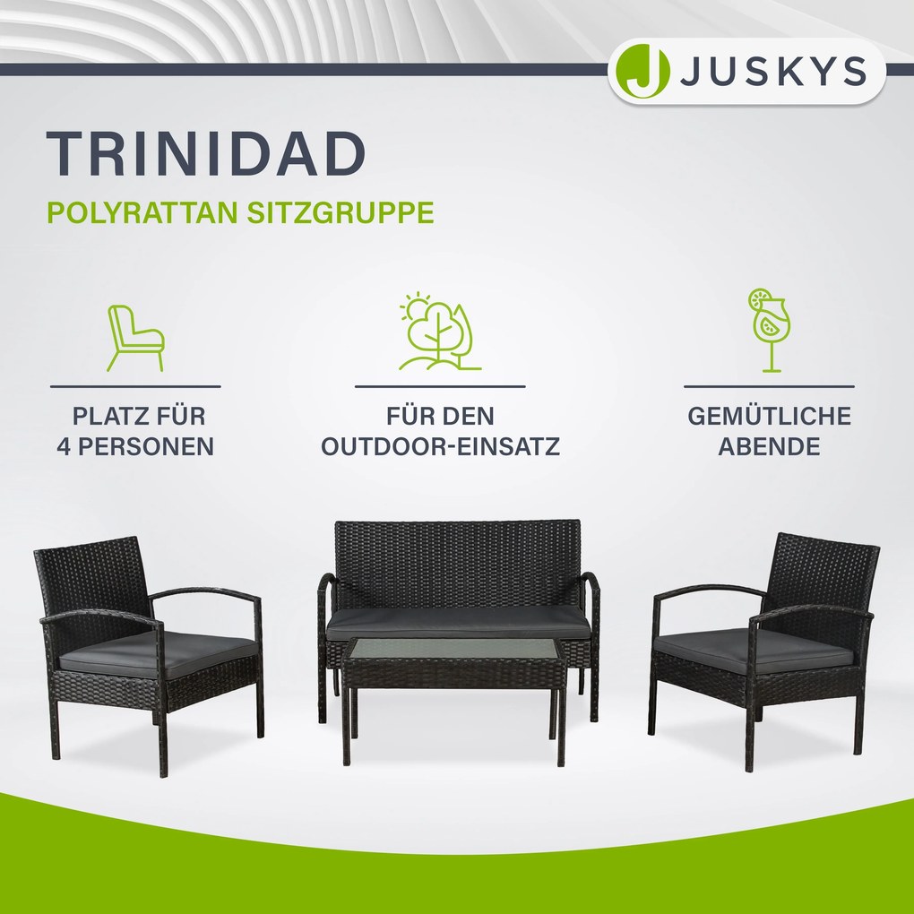 Juskys Polyratanová zahradní souprava Trinidad pro 4 osoby