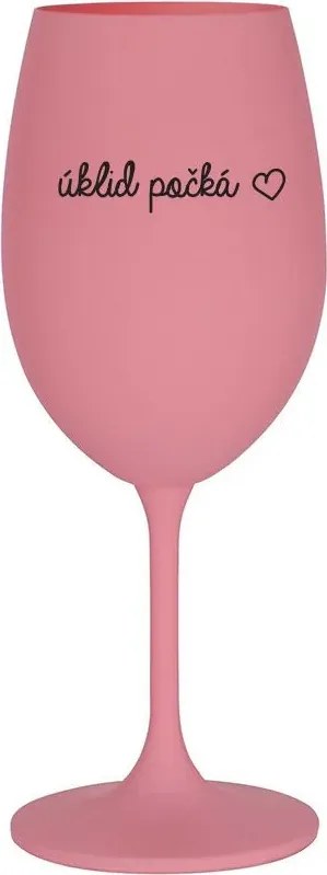 ÚKLID POČKÁ - růžová sklenice na víno 350 ml