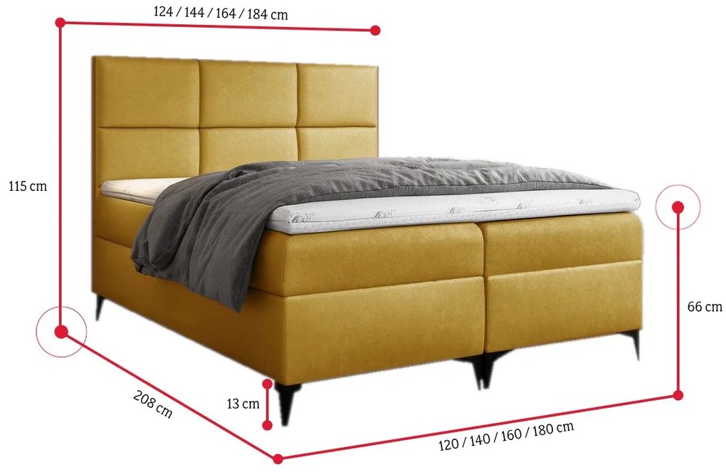 Čalouněná postel boxspring FAVA + topper, 160x200, fancy 90