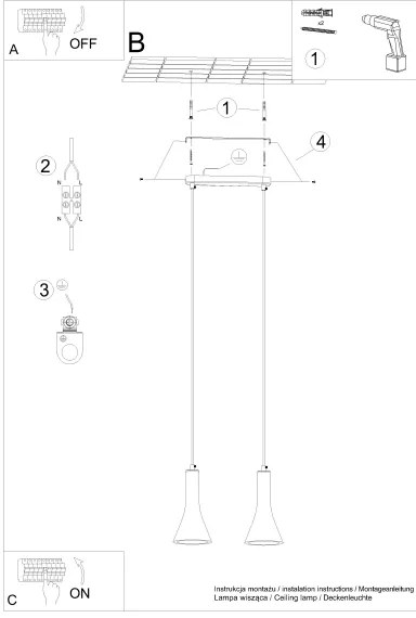 Sollux SL.1224 - Lustr na lanku REA 2xE14/12W/230V beton