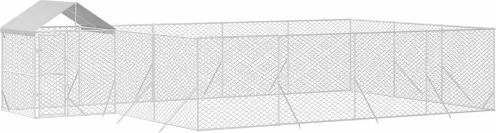 Venkovní psí kotec se střechou stříbrný 10 x 6 x 2,5 m ocel 3190472
