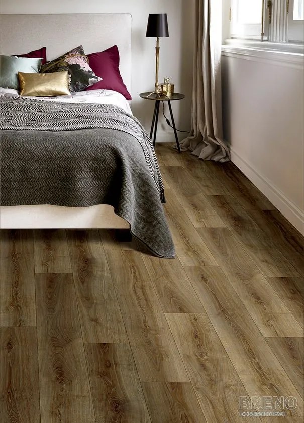 Breno PVC CARBONTEX Cherbourg Oak 546 – tmavé dřevo, šíře 400 cm