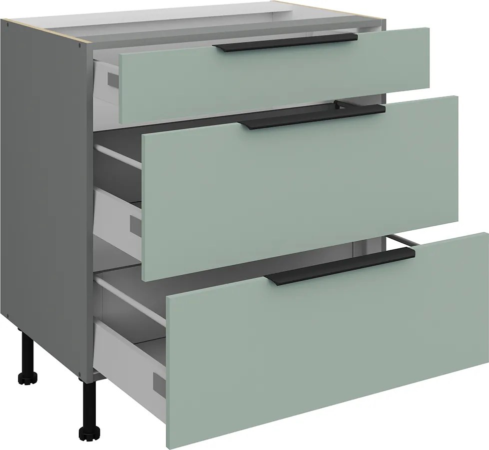 ARIA sa | dolní skříňka 80 D 3S zásuvková | 80 cm | PREMIUM BOX | antracit/aquamarine